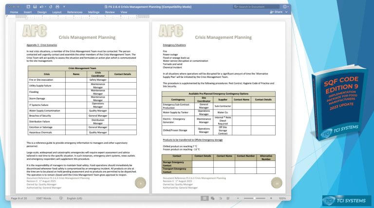 The SQF Practitioner’s Guide to Disaster: Crisis Management Template ...
