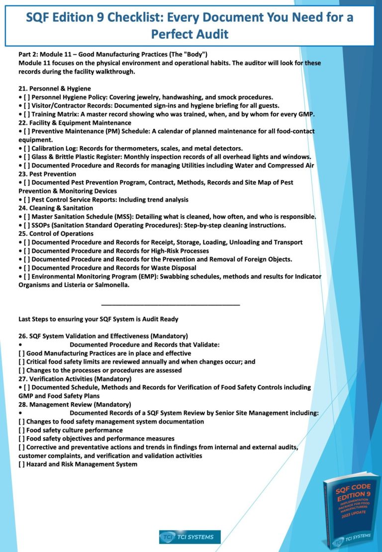 SQF Edition 9 Checklist: Every Document You Need for a Perfect Audit